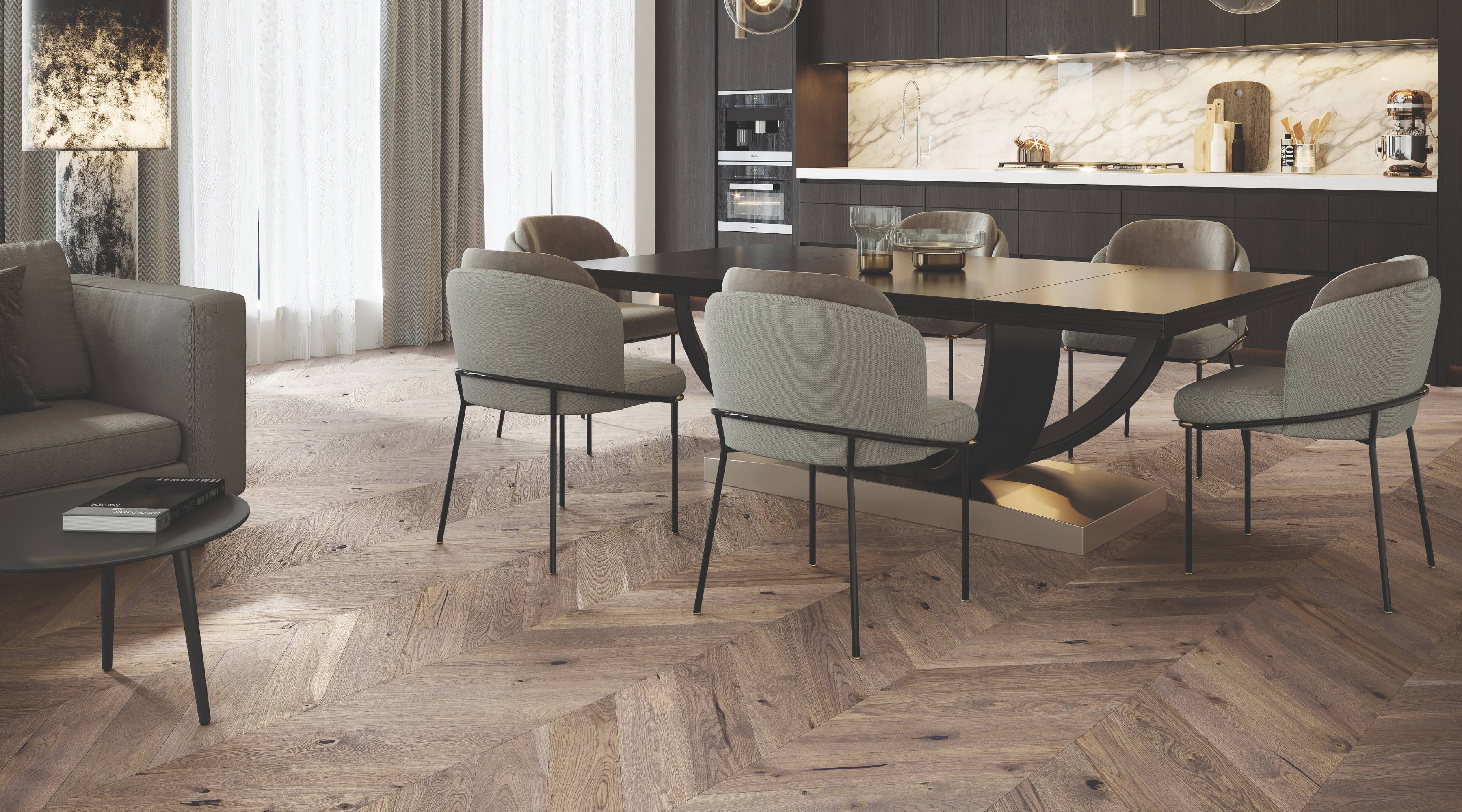 Barista Herringbone Oak Mocha Engineered Flooring | Des Kelly